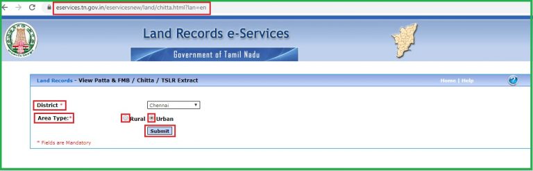 Patta Chitta Online Status 2024, TN FMB at Eservices.tn.gov.in