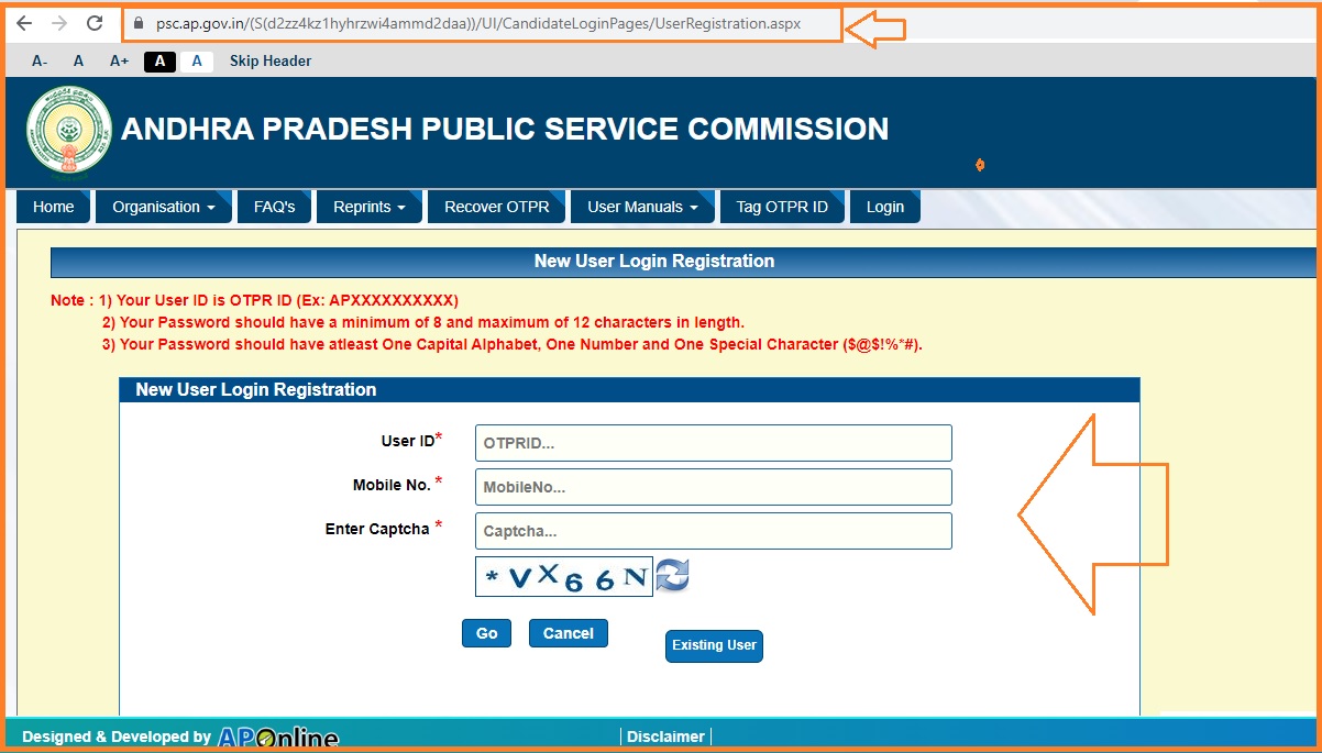 APPSC OTPR Registration 2023 | APPSC OTPR One Time Signup